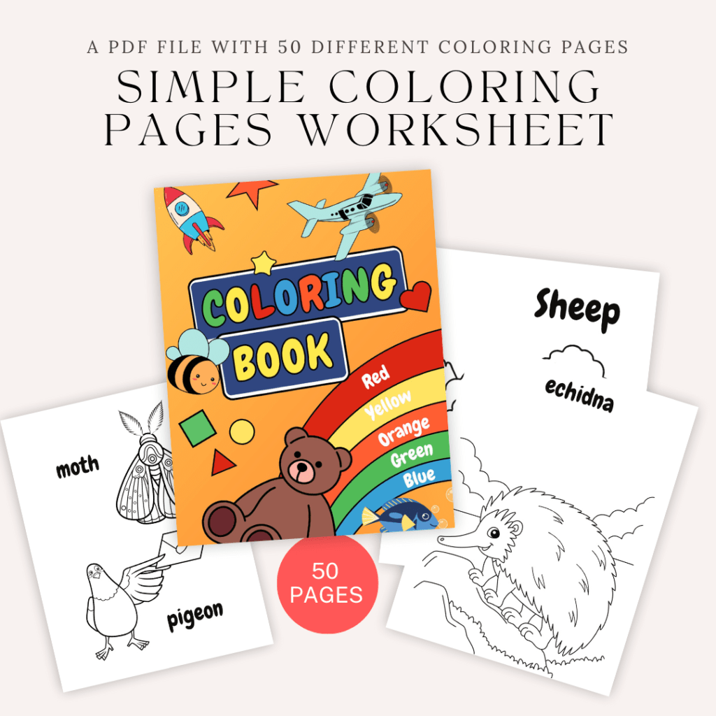 Simple Coloring Pages Worksheet for Kids - PIXEL ART